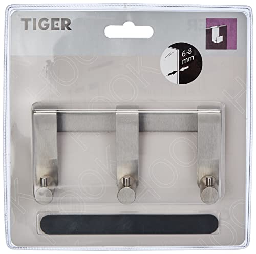 Tiger Rhino for Shower Doors 6-8 mm Brushed Stainless Steel Hooks, One Size