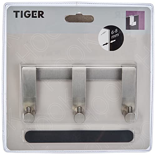 Tiger Rhino for Shower Doors 6-8 mm Brushed Stainless Steel Hooks, One Size