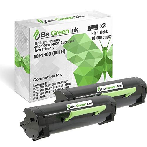 Be Green Ink Compatible Replace Lexmark 60F1H00 601H Toner Cartridge for MX310dn MX611de MX511de MX410de MX611dhe MX610de MX511dhe MX510de MX511dte MX611dfe (2-Pack, High Yield, 10,000 Pages)