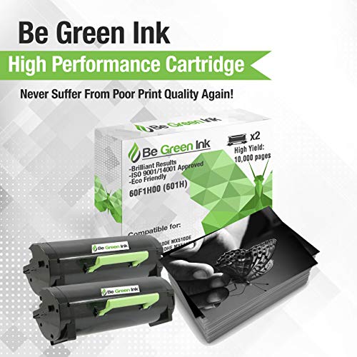 Be Green Ink Compatible Replace Lexmark 60F1H00 601H Toner Cartridge for MX310dn MX611de MX511de MX410de MX611dhe MX610de MX511dhe MX510de MX511dte MX611dfe (2-Pack, High Yield, 10,000 Pages)