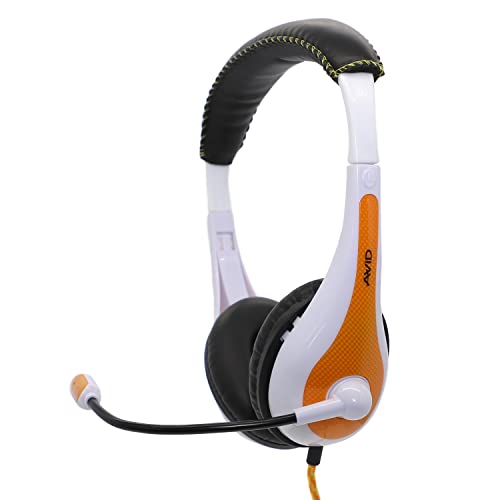 AVID AE-36 Orange On-Ear Stereo Headphones with Boom Microphone (10-Pack)