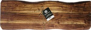 mountain woods brown hand crafted live edge acacia cutting board/serving tray | cheese board | chopping board | charcuterie board | butcher block - 27" x 9" x 0.75"