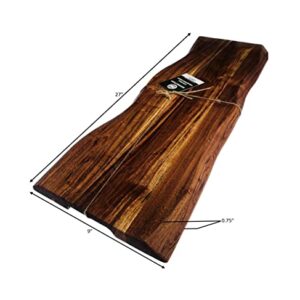 Mountain Woods Brown Hand Crafted Live Edge Acacia Cutting Board/Serving Tray | Cheese Board | Chopping board | Charcuterie board | Butcher Block - 27" x 9" x 0.75"