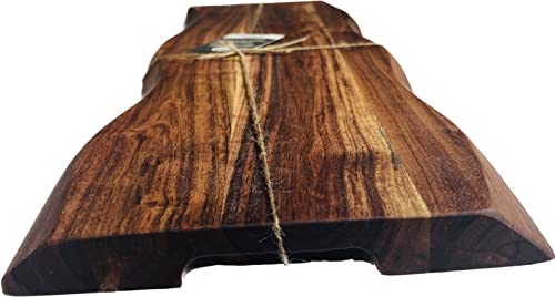 Mountain Woods Brown Hand Crafted Live Edge Acacia Cutting Board/Serving Tray | Cheese Board | Chopping board | Charcuterie board | Butcher Block - 27" x 9" x 0.75"