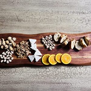 Mountain Woods Brown Hand Crafted Live Edge Acacia Cutting Board/Serving Tray | Cheese Board | Chopping board | Charcuterie board | Butcher Block - 27" x 9" x 0.75"