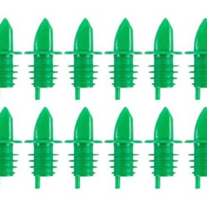 (Pack of 12) Green Free-Flow Liquor Pourer, Bottle Pour Spouts by Tezzorio