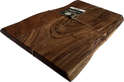 Mountain Woods Brown Mountain Woods Hand Crafted Live Edge Acacia Cutting Board | Serving Tray | Butcher Block | Wood Chopping Board | Carving Meat, Vegetables, Fruits - 15" x 9" x 0.75"