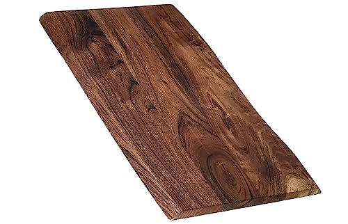 Mountain Woods Brown Hand Crafted Live Edge Acacia Cutting Board/Serving Tray | Charcuterie Board | Chopping Board for Vegetables, Fruits and Meat | Cheese Board - 20" x 11" x 0.75"