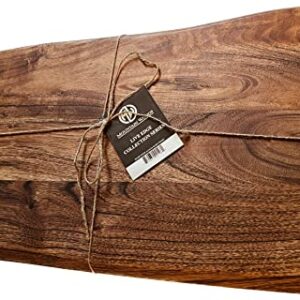 Mountain Woods Brown Hand Crafted Live Edge Acacia Cutting Board/Serving Tray | Charcuterie Board | Chopping Board for Vegetables, Fruits and Meat | Cheese Board - 20" x 11" x 0.75"