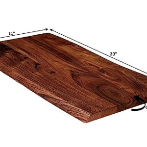 Mountain Woods Brown Hand Crafted Live Edge Acacia Cutting Board/Serving Tray | Charcuterie Board | Chopping Board for Vegetables, Fruits and Meat | Cheese Board - 20" x 11" x 0.75"