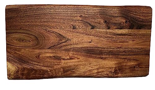 Mountain Woods Brown Hand Crafted Live Edge Acacia Cutting Board/Serving Tray | Charcuterie Board | Chopping Board for Vegetables, Fruits and Meat | Cheese Board - 20" x 11" x 0.75"