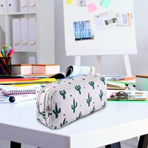 SIQUK Cactus Pencil Case Large Capacity Pen Case Double Zippers Pen Bag Office Stationery Bag Cosmetic Bag with Compartments for Girls Boys and Adults