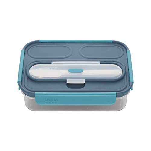 BUILT Gourmet 3 Compartment Bento Container with Utensils