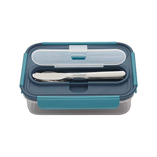 BUILT Gourmet 3 Compartment Bento Container with Utensils