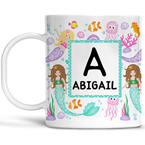 Kids Mermaids Mug Customize Name Dishwasher Safe Unbreakable Cup BPA Free