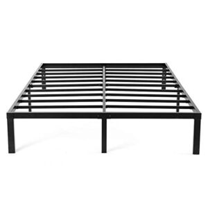 noah megatron heavy duty queen platform bed frame, slatted bed base 14 inch mattress foundation bed frame,12 inch under-bed storage,no box spring needed (queen)