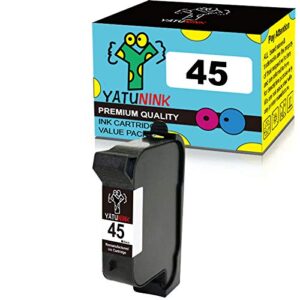 yatunink remanufactured replacement for hp 45 black ink cartridges 51645a 1 pack