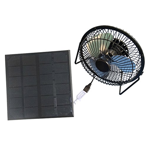 VORCOOL Solar Powered USB Fan Quiet Free Angle Rotation Desk Fan Outdoor Home Chicken House Cooling Ventilation System (3W 4 inch)