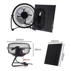 VORCOOL Solar Powered USB Fan Quiet Free Angle Rotation Desk Fan Outdoor Home Chicken House Cooling Ventilation System (3W 4 inch)