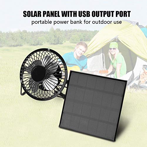 VORCOOL Solar Powered USB Fan Quiet Free Angle Rotation Desk Fan Outdoor Home Chicken House Cooling Ventilation System (3W 4 inch)