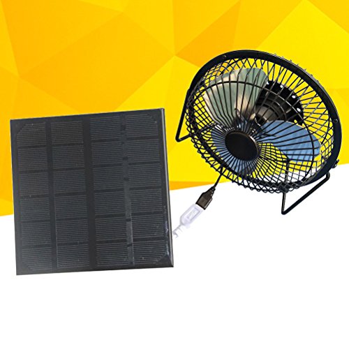 VORCOOL Solar Powered USB Fan Quiet Free Angle Rotation Desk Fan Outdoor Home Chicken House Cooling Ventilation System (3W 4 inch)