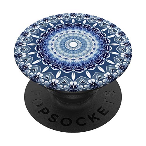 Cell Phone Pop Out Button Holder Mandala Floral Sky Blue PopSockets PopGrip: Swappable Grip for Phones & Tablets