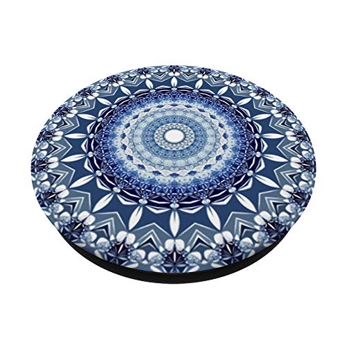 Cell Phone Pop Out Button Holder Mandala Floral Sky Blue PopSockets PopGrip: Swappable Grip for Phones & Tablets