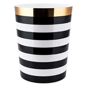 allure home creation derby wastebasket, black and white with gold accent, lightweight plastic, compact size 1.48 gallon