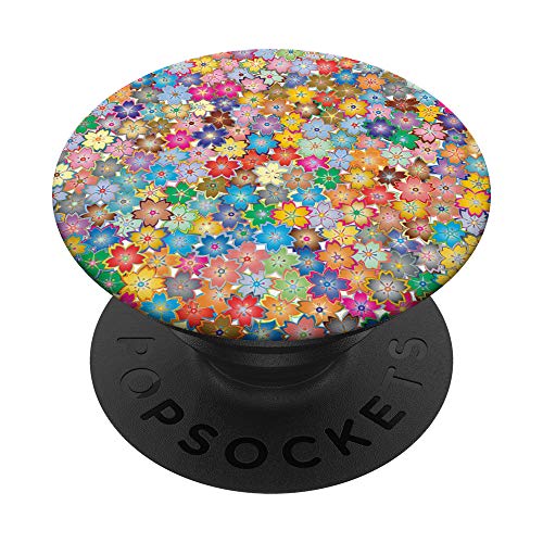 Cellphone Button Pop Up Holder Pressed Flower Rainbow Floral PopSockets PopGrip: Swappable Grip for Phones & Tablets