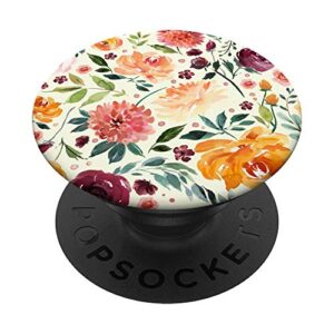 watercolor flower garden botanical art popsockets popgrip: swappable grip for phones & tablets