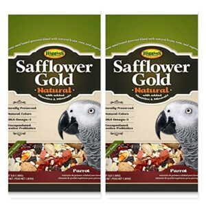 higgins 2 pack safflower gold natural parrot food, great for medium & large parrots. 3 lb. ea. safflower gold parrot food. 2 bags 6 pounds total