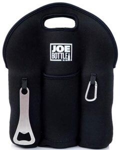 joe bottle 6 pack beer bottle carrier bag | six pack beer tote with bottle opener | insulated beer bottle cooler | craft beer gift | protective neoprene beer holder