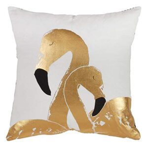 saro lifestyle olivia collection 100% cotton flamingo love design pillow with down filling, 18", multi