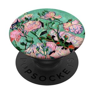 van gogh pink roses in vase still life detail popsockets popgrip: swappable grip for phones & tablets