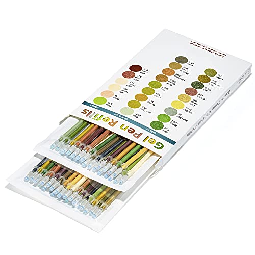 OfficeGoods Gel Pen Refills - 24 Individual Colors - Fits Most Gel Pens - Fast Drying Ink - Perfect for Artists, Adult & Kids Coloring Books, Mandalas, Nature - 2 Pack - Earth Tones