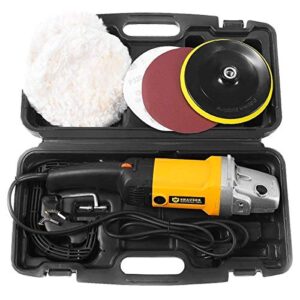 goplus electric car polisher variable 6-speed rotary polisher 7" buffer sander w/bonnet pad, 10amp, 600-3,100rpm