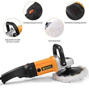 Goplus Electric Car Polisher Variable 6-Speed Rotary Polisher 7" Buffer Sander w/Bonnet Pad, 10Amp, 600-3,100RPM