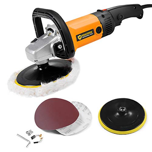 Goplus Electric Car Polisher Variable 6-Speed Rotary Polisher 7" Buffer Sander w/Bonnet Pad, 10Amp, 600-3,100RPM