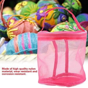 Knitting Bag for Yarn Storage, Oxford Cloth Woven Crocheting Organizer Holder Hollow Mesh Cylinder Crochet Wool Small Accessories Container Tool (Rose Red)