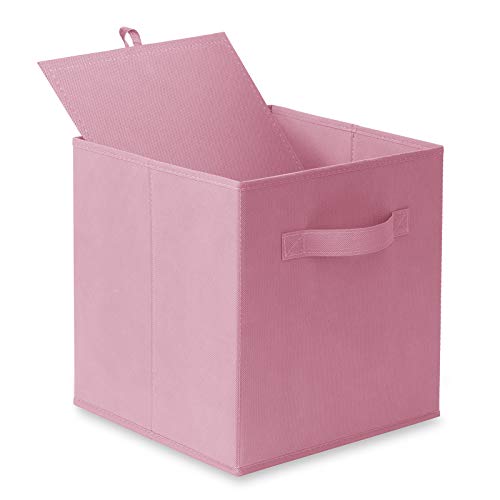 Casafield Set of 6 Collapsible Fabric Cube Storage Bins, Light Pink - 11" Foldable Cloth Baskets for Shelves, Cubby Organizers & More