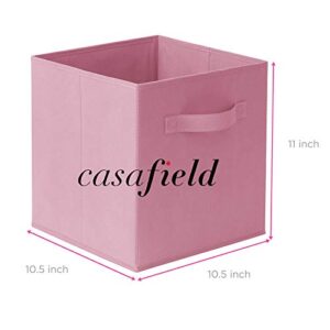 Casafield Set of 6 Collapsible Fabric Cube Storage Bins, Light Pink - 11" Foldable Cloth Baskets for Shelves, Cubby Organizers & More