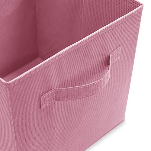 Casafield Set of 6 Collapsible Fabric Cube Storage Bins, Light Pink - 11" Foldable Cloth Baskets for Shelves, Cubby Organizers & More