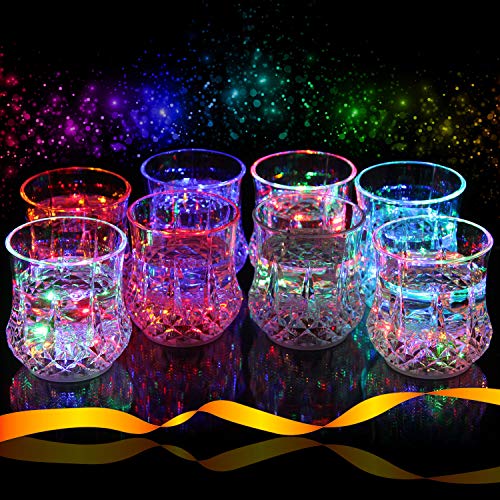 Liquid Activated Multicolor LED Tumblers ~ Fun Light Up Drinking Glasses - 6 oz. - Set of 8