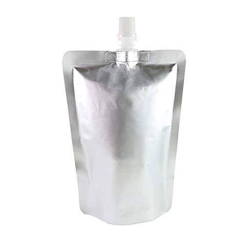 50 pcs Double-Sided Silver Aluminum Mylar Screw Cap Stand-Up Drinking Flask Pouch (8.4 oz, Double-Sided Silver)