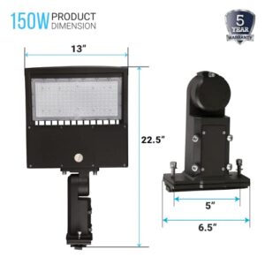 LEDMyplace 150W LED Pole Light 5700K 21000LM Universal Mount Bronze AC120-277V Waterproof IP65 UL DLC Listed LED Shoebox Lights Parking Lot Lights