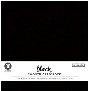 colorbok black 12x12in smooth cardstock