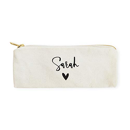 The Cotton & Canvas Co. Personalized Name Heart Small Cosmetic Case and Travel Pouch for Office and On the Go