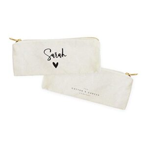 The Cotton & Canvas Co. Personalized Name Heart Small Cosmetic Case and Travel Pouch for Office and On the Go