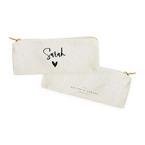 The Cotton & Canvas Co. Personalized Name Heart Small Cosmetic Case and Travel Pouch for Office and On the Go