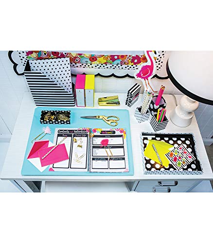 Schoolgirl Style Simply Stylish 3-Piece Polka Dot Pencil Cup Holder Set, Assorted Black and White Pencil Cup Holders, Classroom Supplies Organizer for Desk Organization, Black & White Classroom Décor